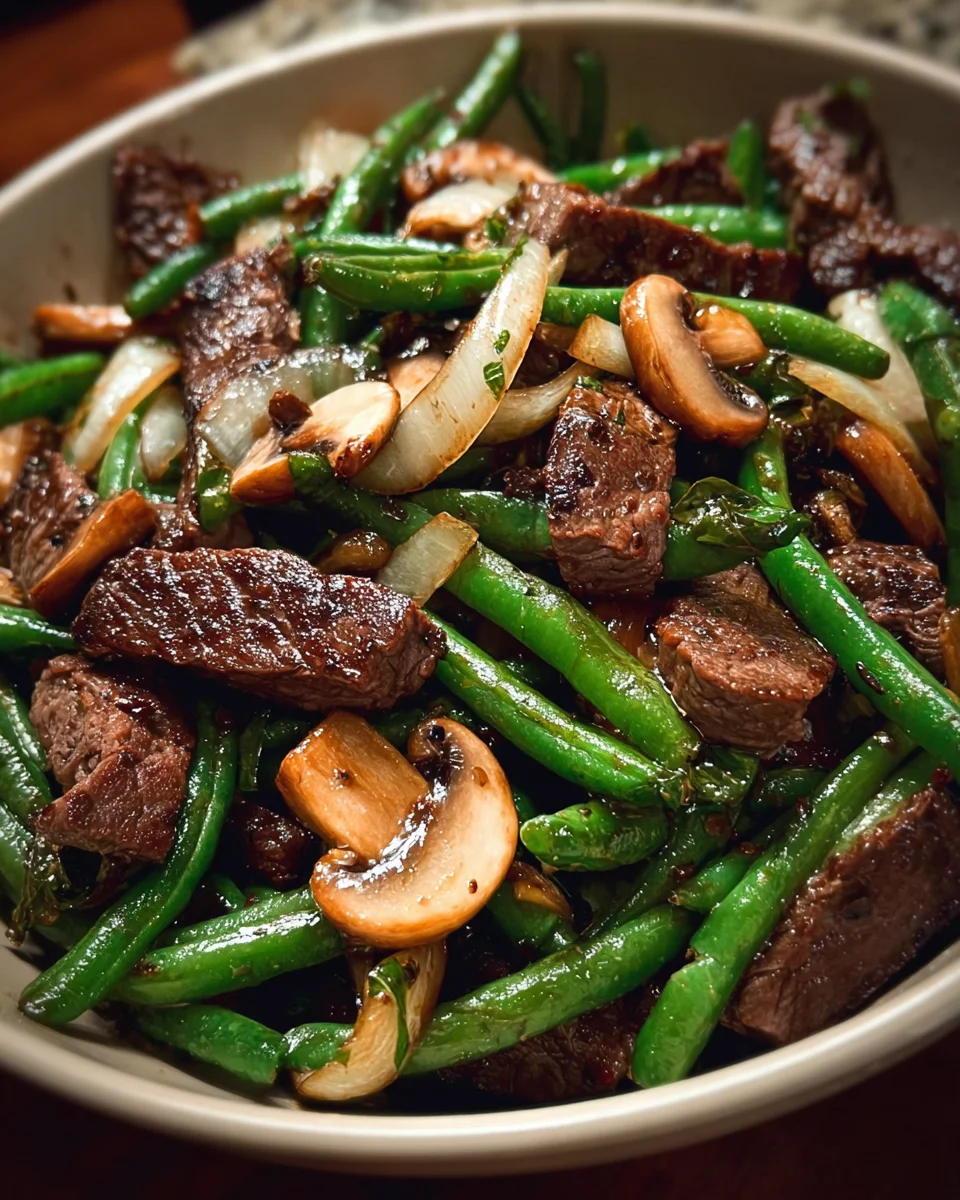 Black Pepper Beef, Mushroom & Green Bean Stir-Fry
